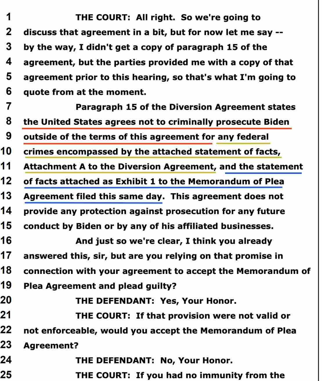 Official Court Transcript From Hunter's Foiled Plea Agreement Hearing ...