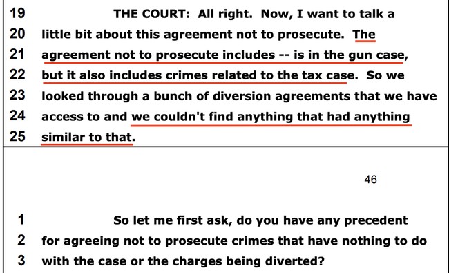 Official Court Transcript From Hunter's Foiled Plea Agreement Hearing ...