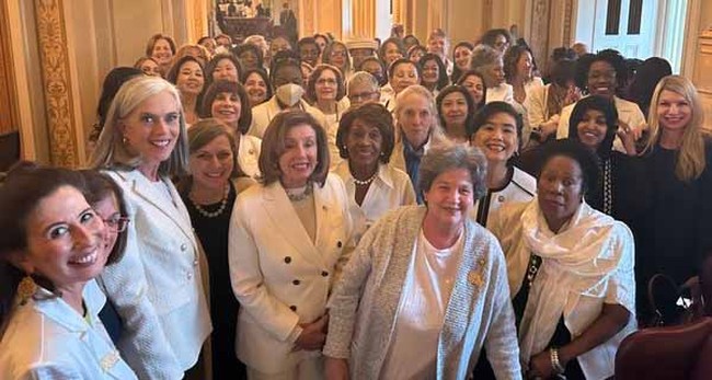 Democratic Women's Caucus dresses in white to resist the extreme MAGA ...